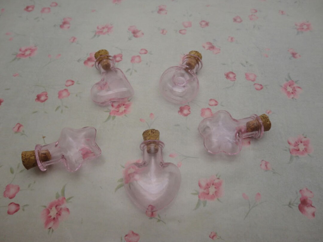 2/10 Pieces Pink Color Small Mini Glass Bottle With Cork , Glass Jar ...