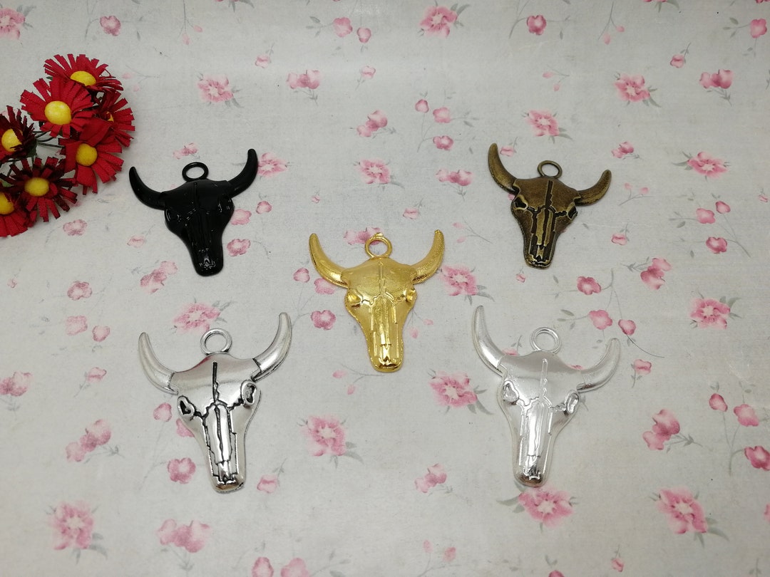 6/20 Pieces Metal Bull Skull Cow Ox Cattle Pendant Necklace Earring ...