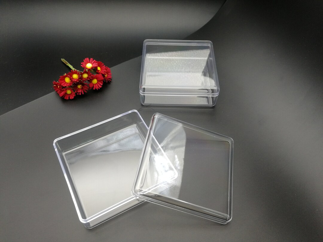 4 Pieces 85x85x30mm Square Shape Clear PS Plastic Box , Jewelry Bead ...