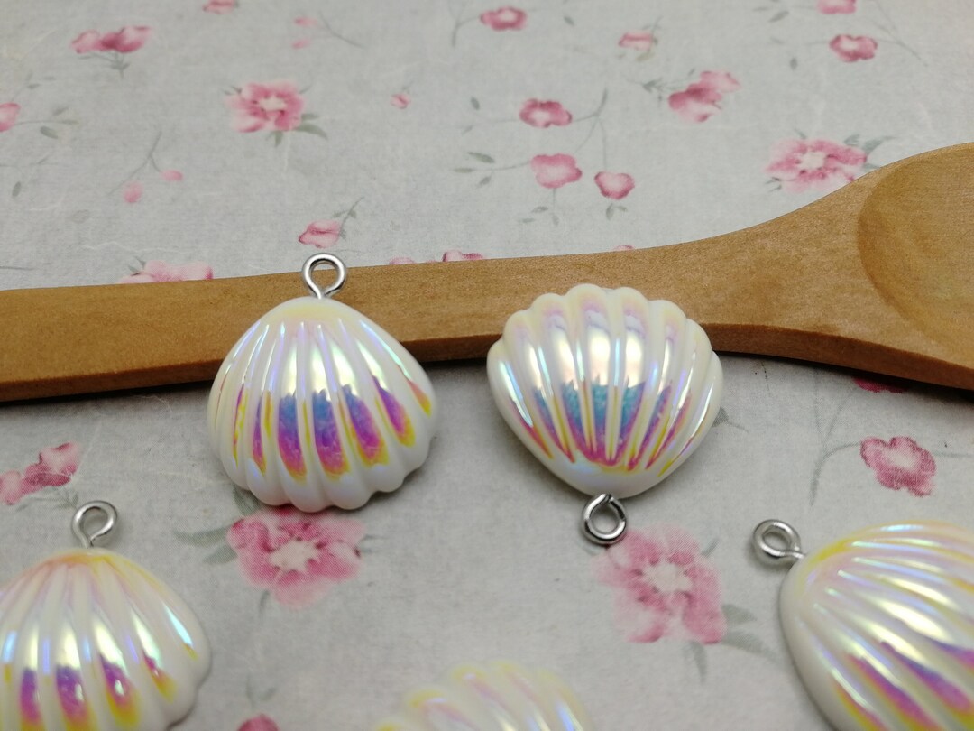 6/20 Pieces Plastic Glitter Sea Shell Conch Pendant Charm , Resin ...
