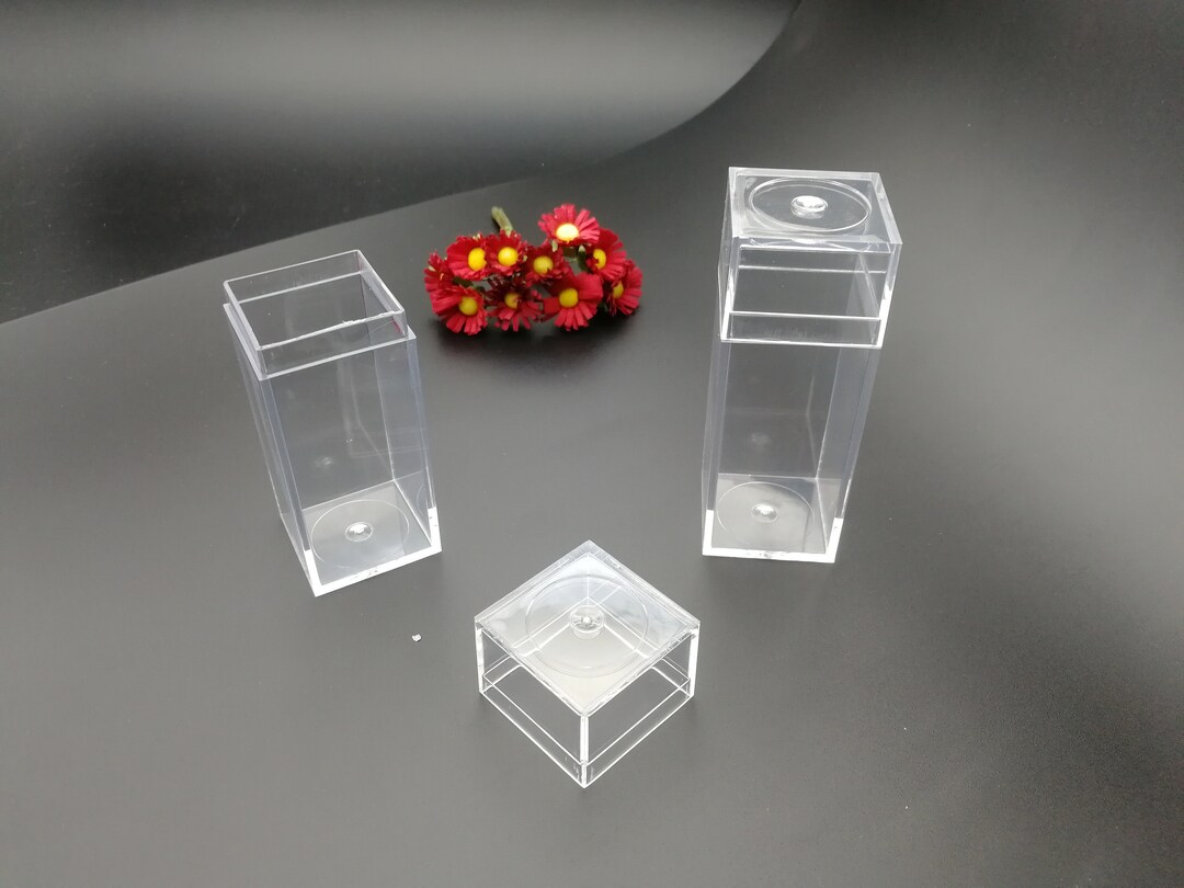 4 Pieces 30x30x80mm Square Shape Clear PS Plastic Box , Jewelry Bead ...