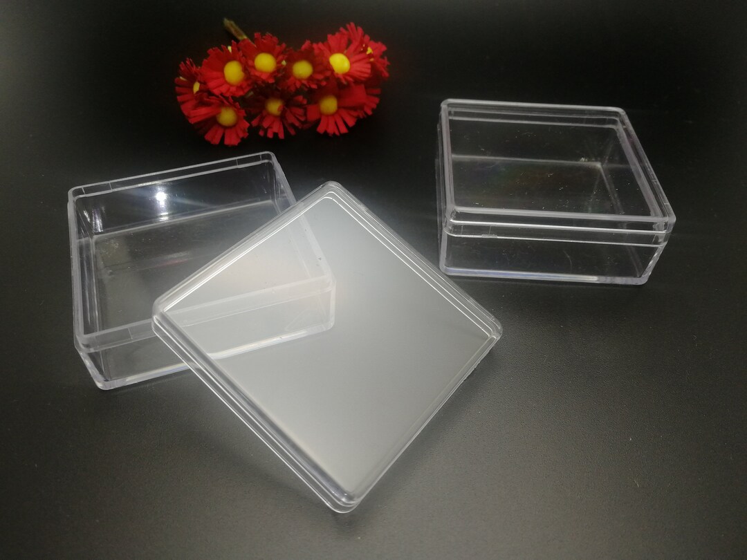 6/20 Pieces 50x50x20mm Square Shape Clear PS Plastic Box , Jewelry Bead ...