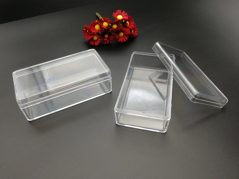 4 Pieces 75x40x25mm Rectangle Shape Clear PS Plastic Box , Jewelry Bead ...