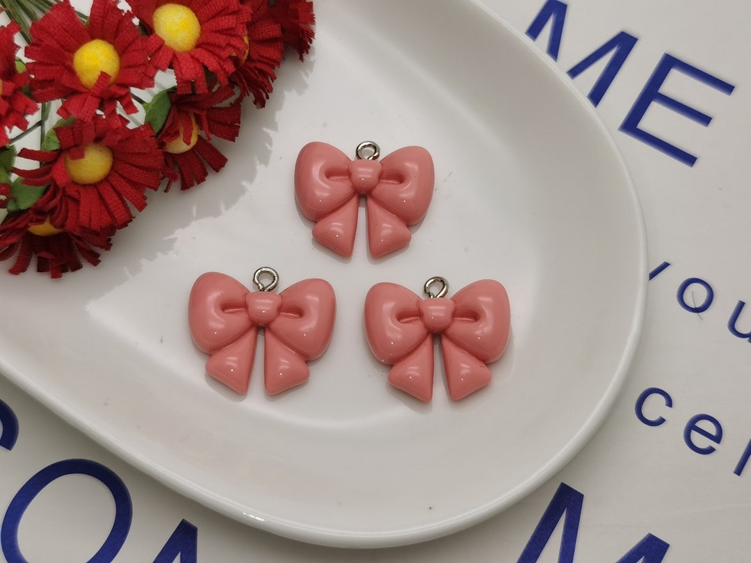 6/20 Pieces Plastic Bowknot Bow Knot Pendant Charm , Resin Handmade ...