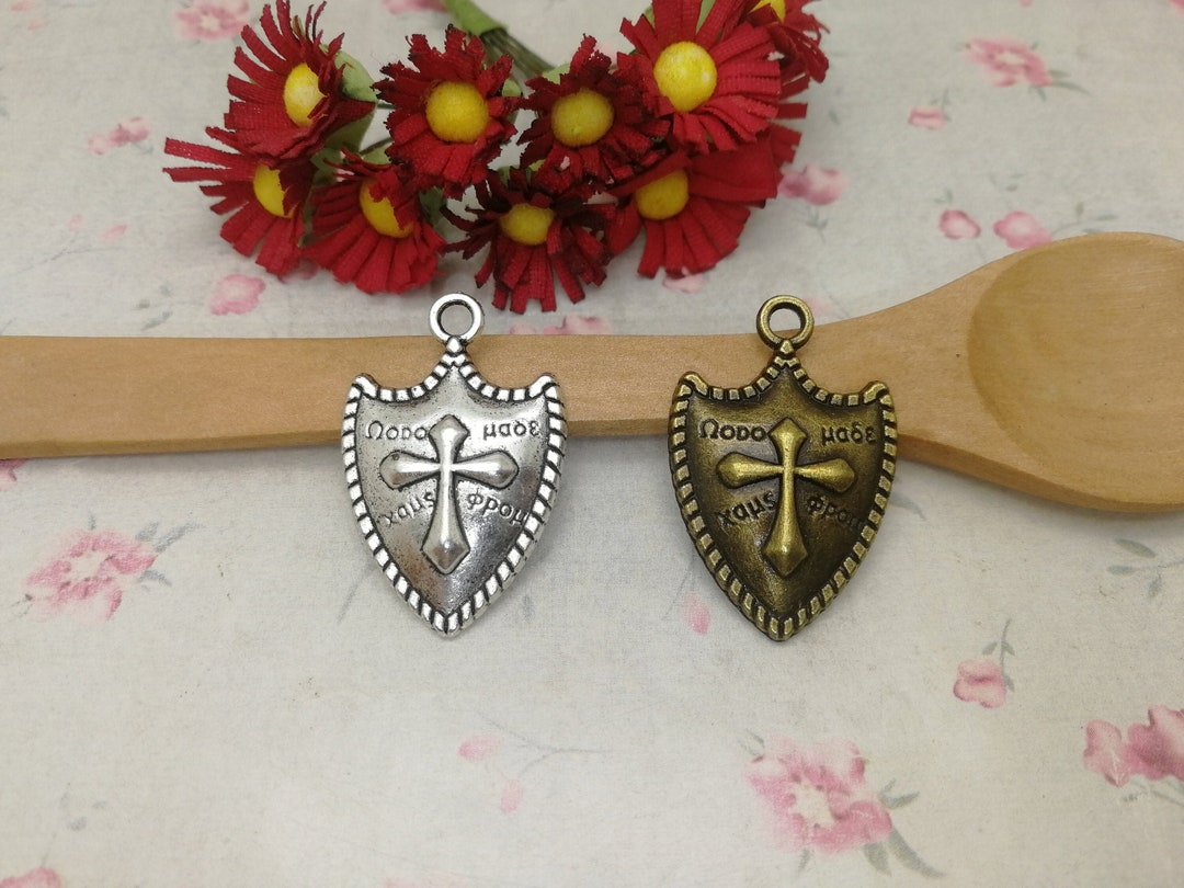 6/20 Pieces Metal Cross Crusader Shield Pendant Necklace Earring ...