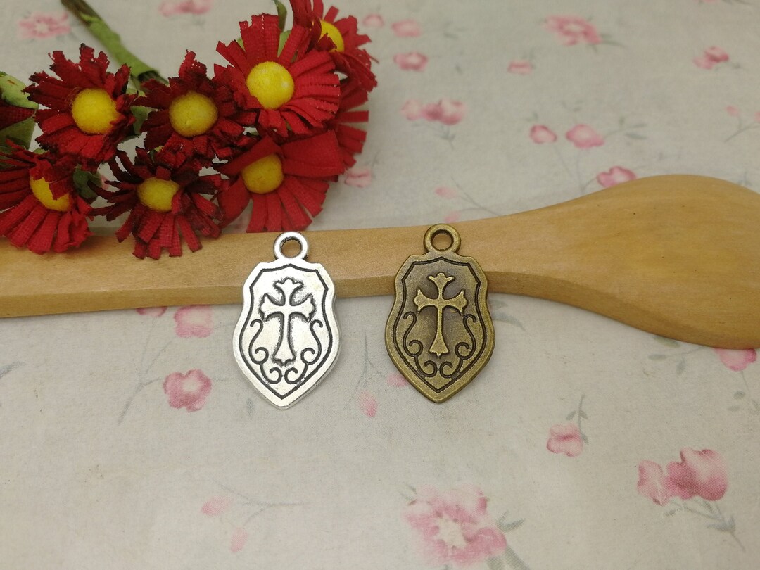 20/100 Piece Metal Cross Crusader Shield Pendant Necklace Earring ...