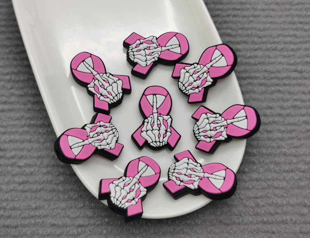 Silicone Bead Skeleton Middle Finger Awareness Ribbon Focal Bead for ...