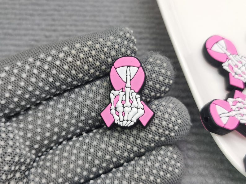 Silicone Bead Skeleton Middle Finger Awareness Ribbon Focal Bead for ...