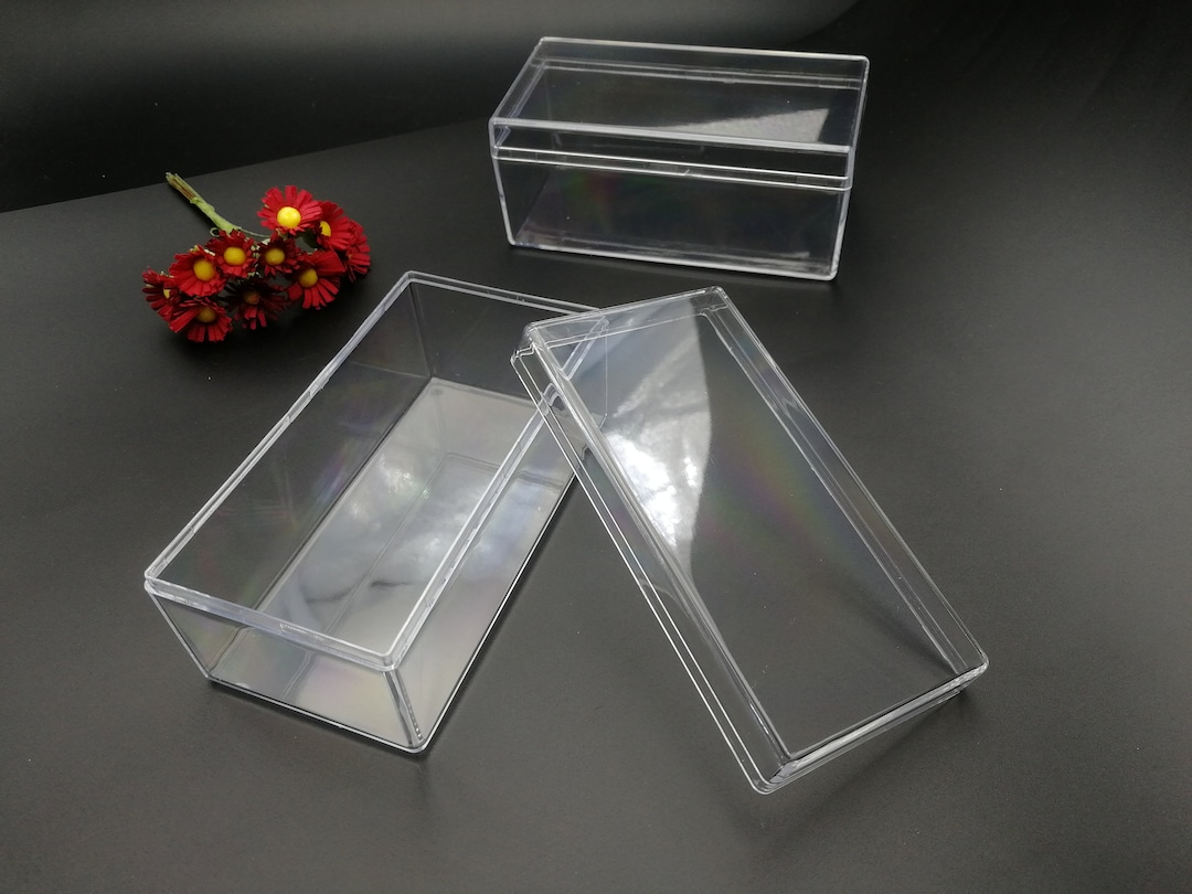 2 Pieces 105x55x45mm Rectangle Shape Clear PS Plastic Box , Jewelry ...