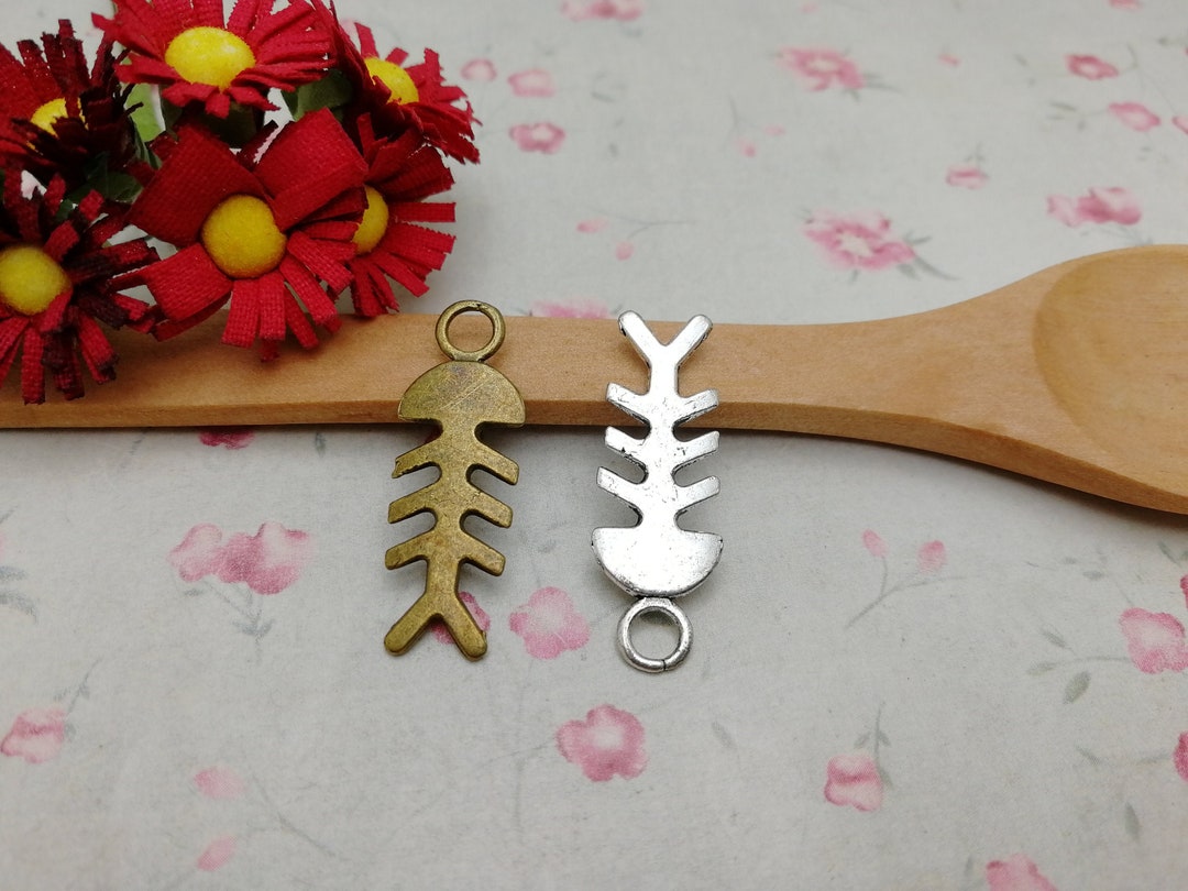 20/100 Pieces Metal Fishbone Fish Bone Pendant Necklace Earring ...