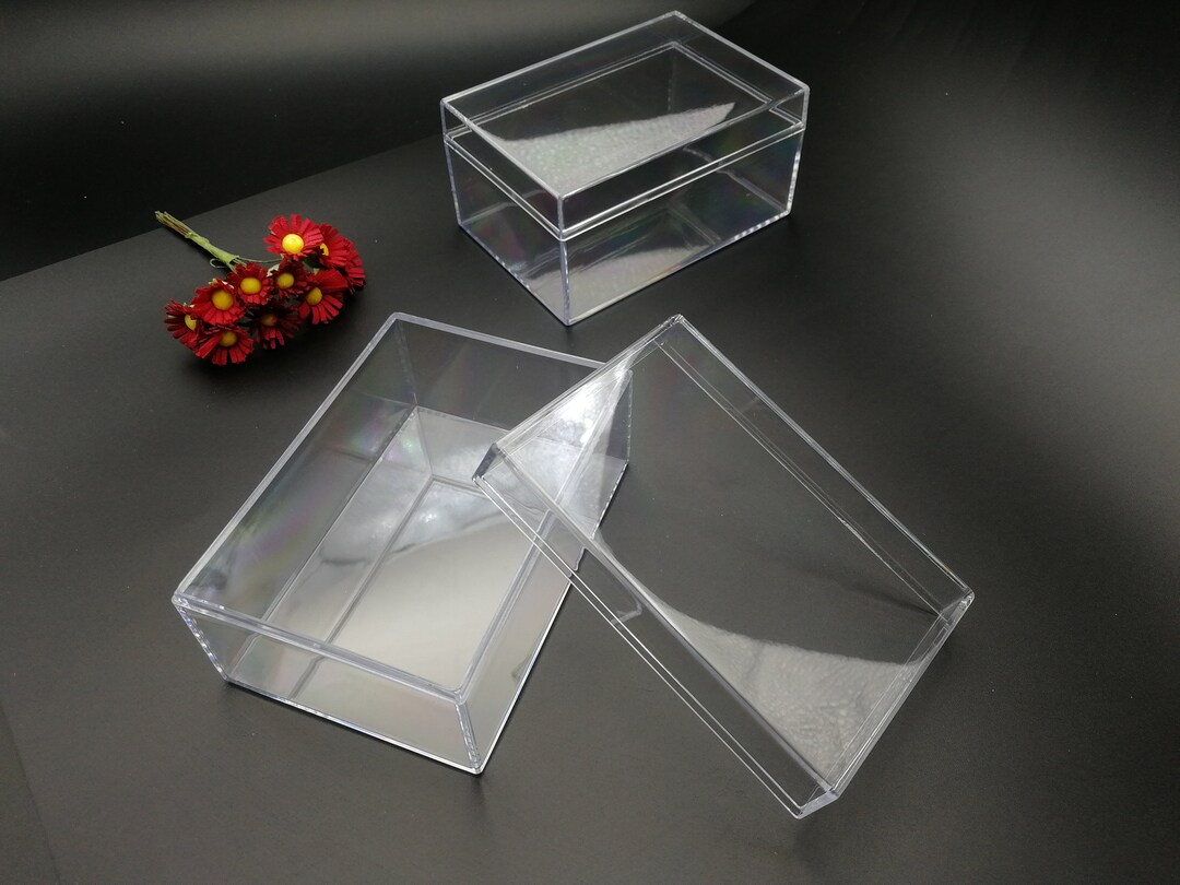 2 Pieces 100x70x50mm Rectangle Shape Clear PS Plastic Box , Jewelry ...
