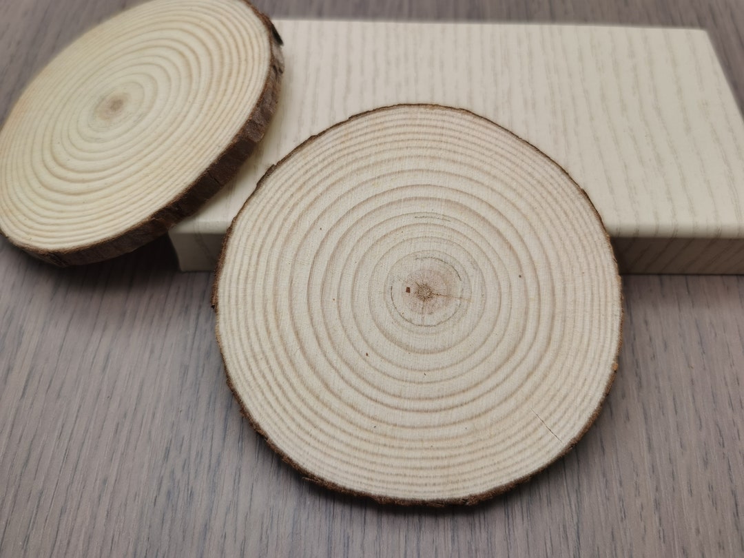 6/20 Pcs Natural Round Wood Slices Slab With Bark, Wedding Circle Wood ...