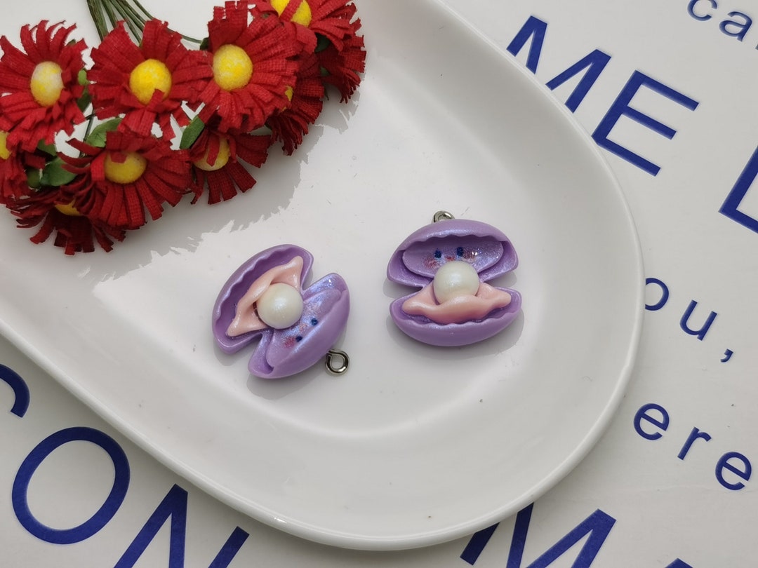 6/20 Pieces Plastic Sea Shell Conch Pearl Pendant Charm , Resin ...