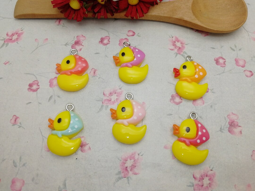 6/20 Pieces Plastic Mix Color Duck Pendant Charm , Resin Handmade ...