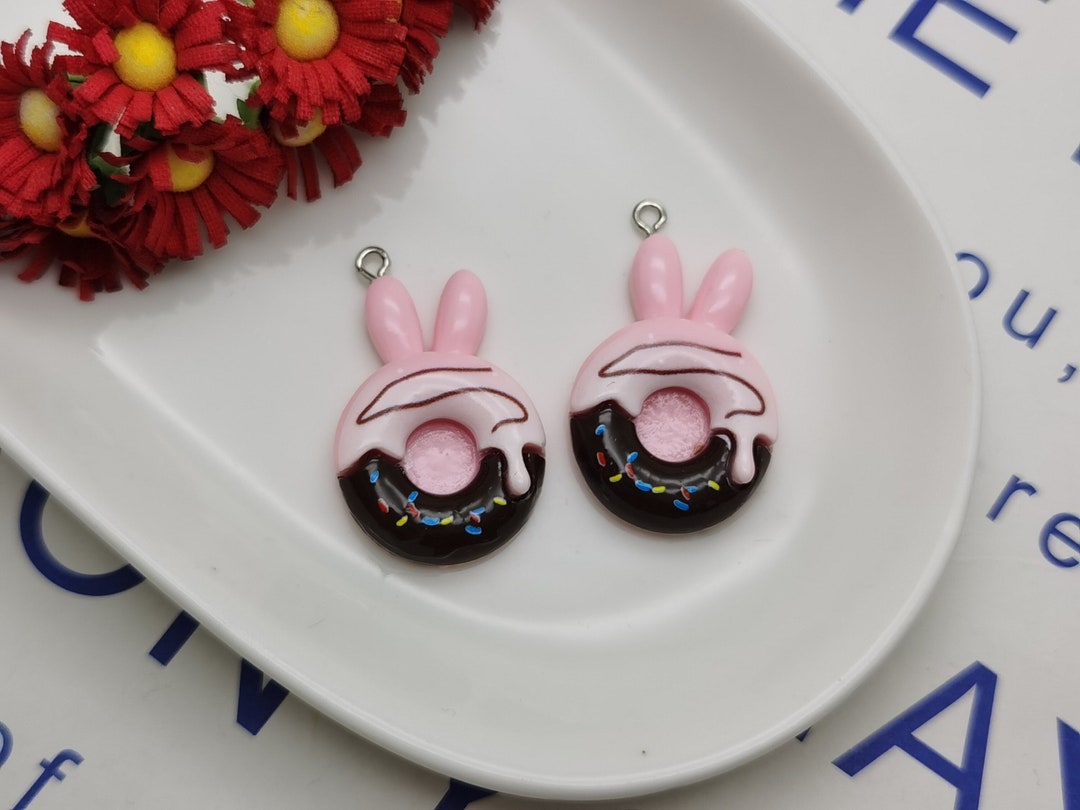 6/20 Pieces Plastic Doughnut Donut Pendant Charm , Resin Handmade ...