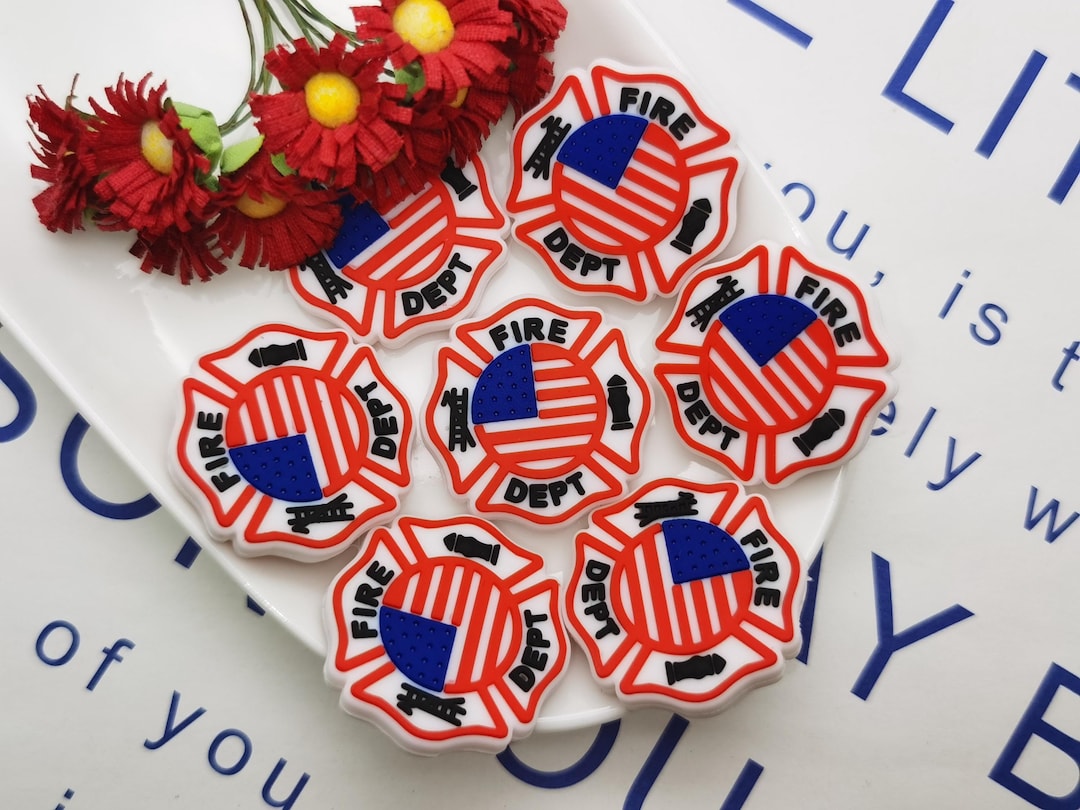 Silicone Bead Firefighter Fireman Medal Fire DEPT Focal Bead for Pen ...