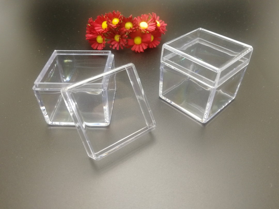 6/20 Pieces 35x35x35mm Square Shape Clear PS Plastic Box , Jewelry Bead ...