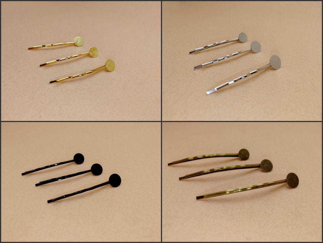20/100 Pieces Metal Bobby Pin Hair Clip With 8mm Glue Pad , Headband ...