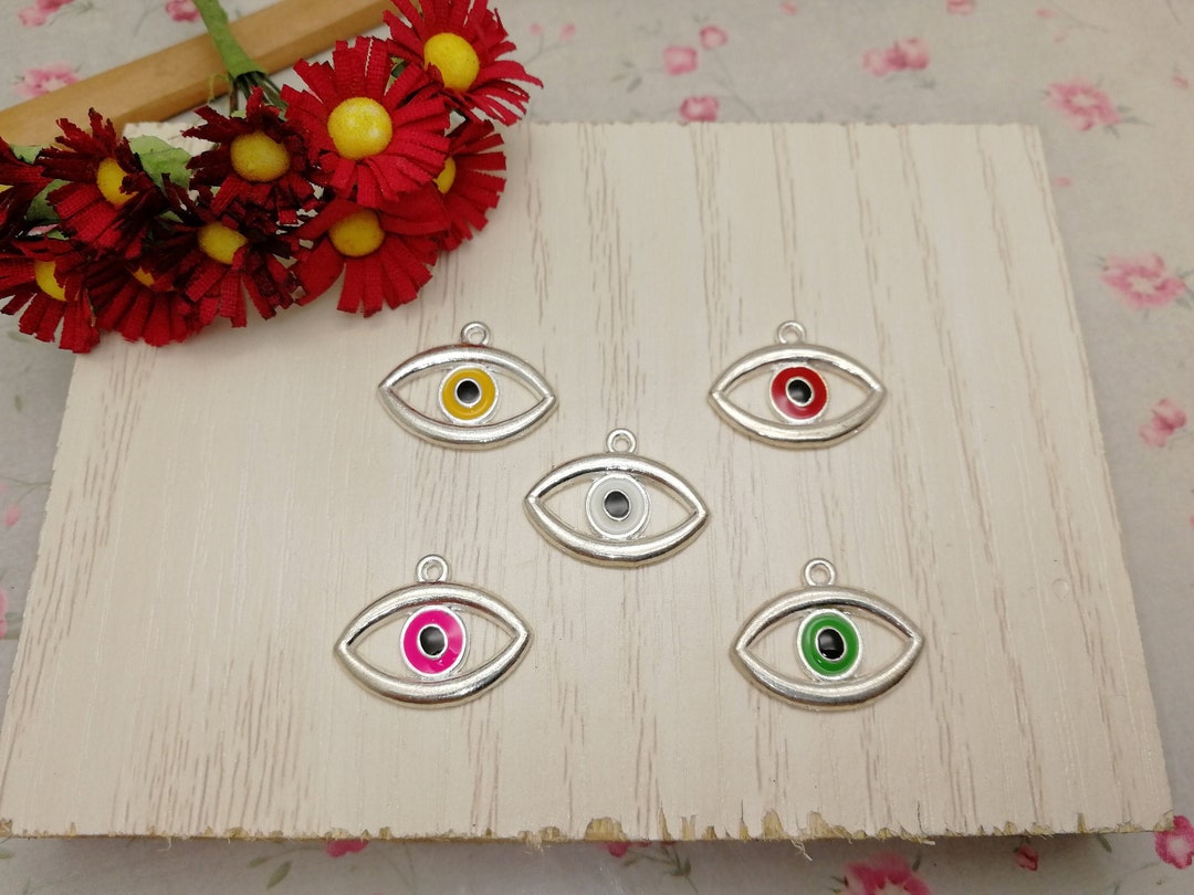 6/20 Pieces Metal Eye Pendant Charm Mix Color Eyeball , Antique Silver ...