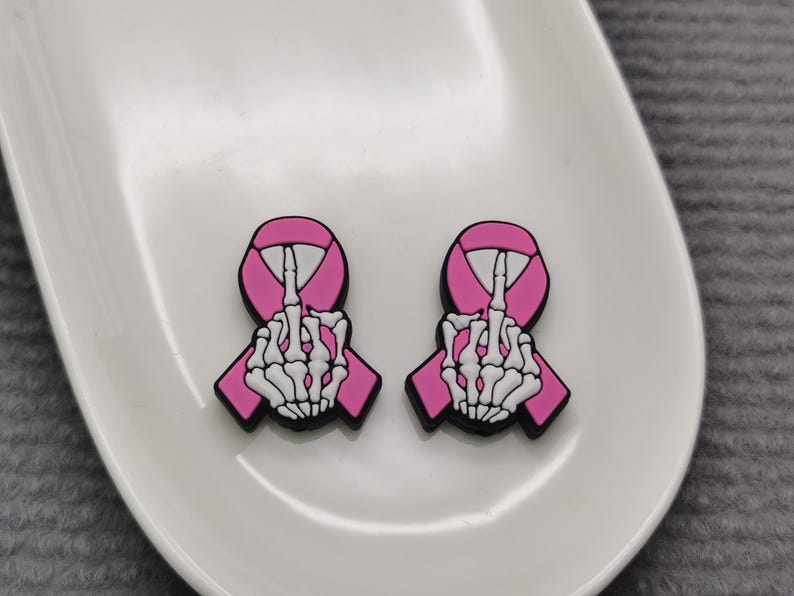 Silicone Bead Skeleton Middle Finger Awareness Ribbon Focal Bead for ...