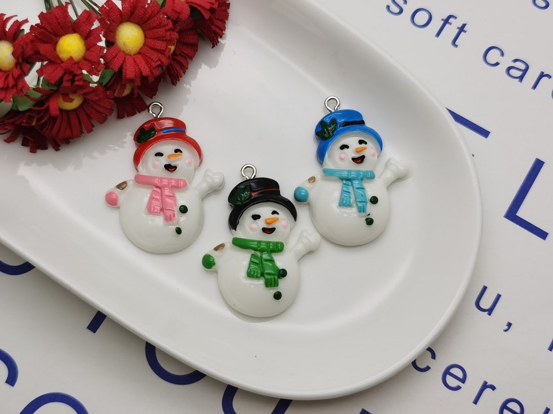 6/20 Pieces Plastic Snowman Snow Man Pendant Charm , Resin Handmade ...