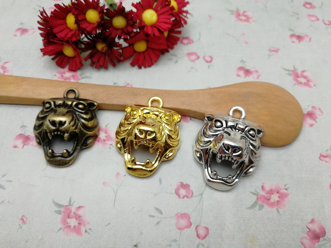 6/20 Pieces Metal Tiger Pendant Necklace Earring Keychain Charm ...