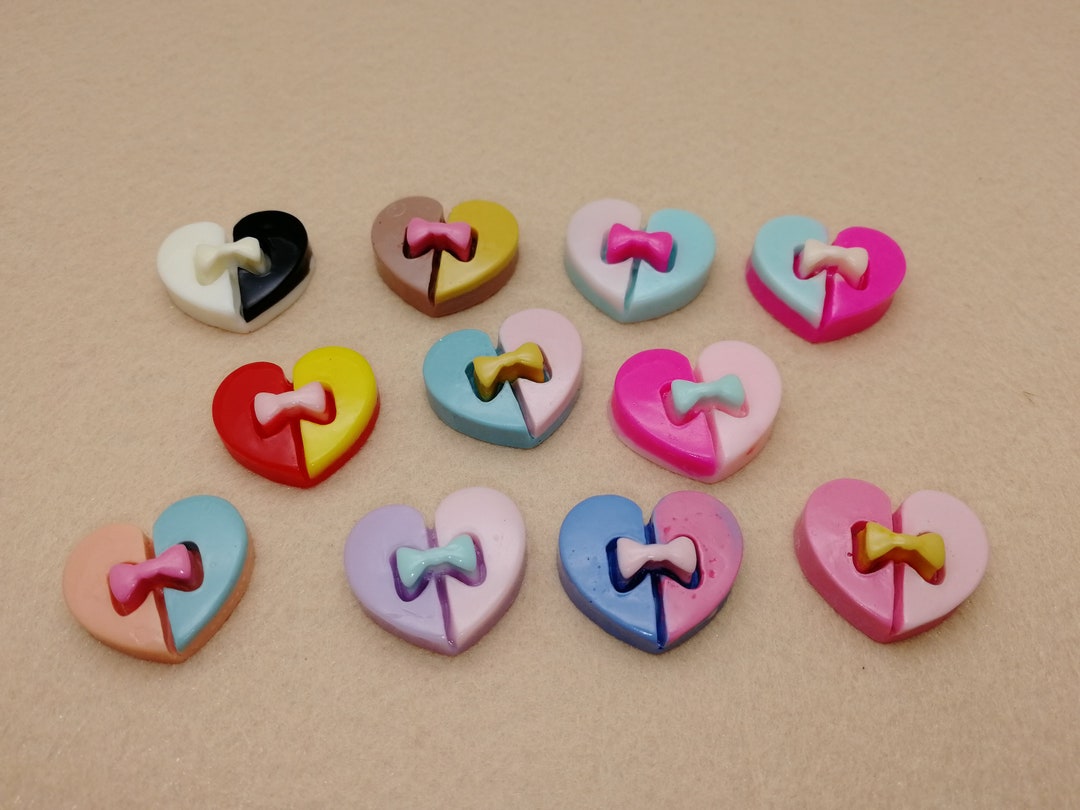 10/50 Pieces Plastic Heart Flat Back Cabochon Charm , Mix Color Resin ...