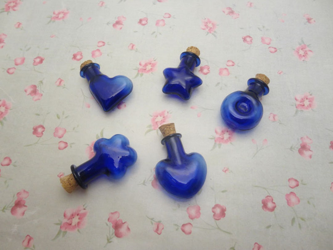 2/10 Pieces Royal Blue Color Small Mini Glass Bottle With Cork Glass ...