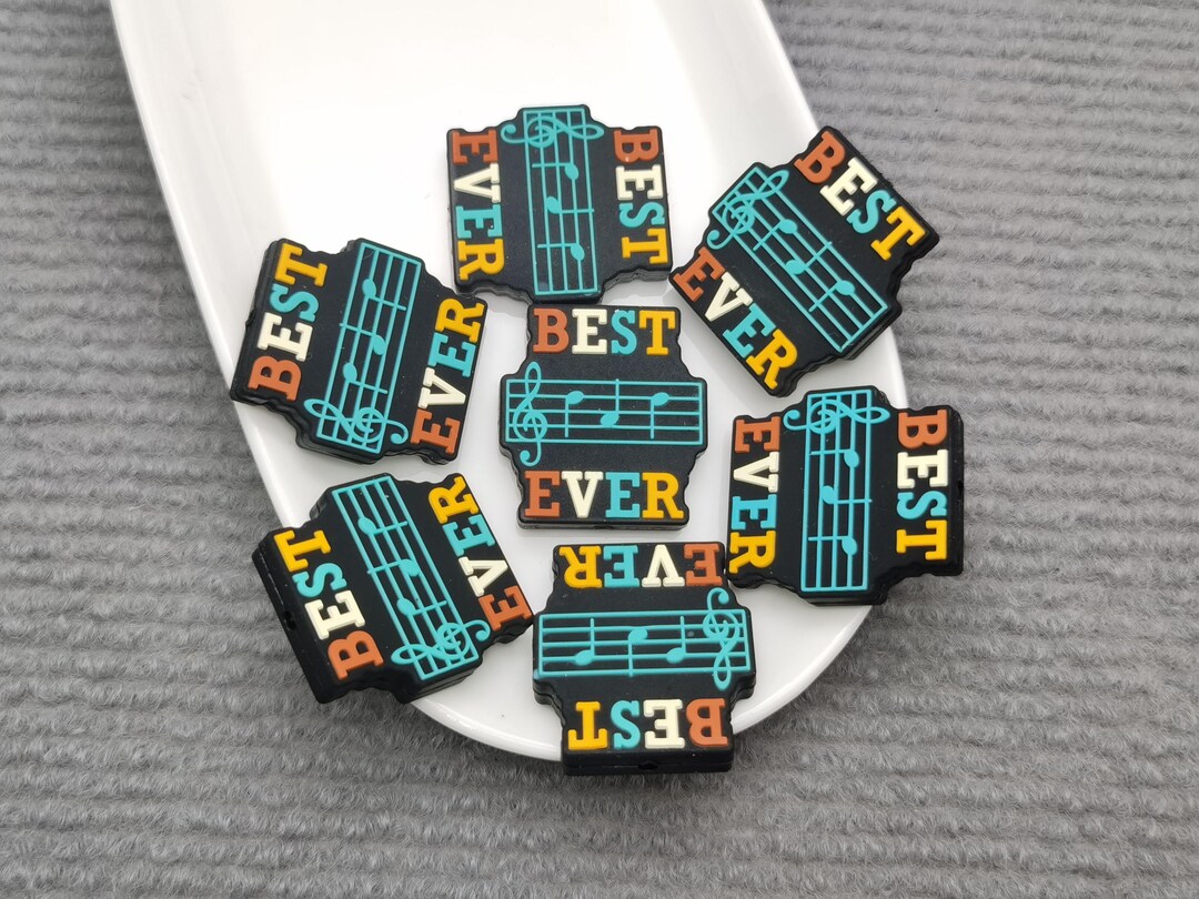 Silicone Bead Best Music Ever Best Dad Ever Focal Bead for Pen Bracelet ...