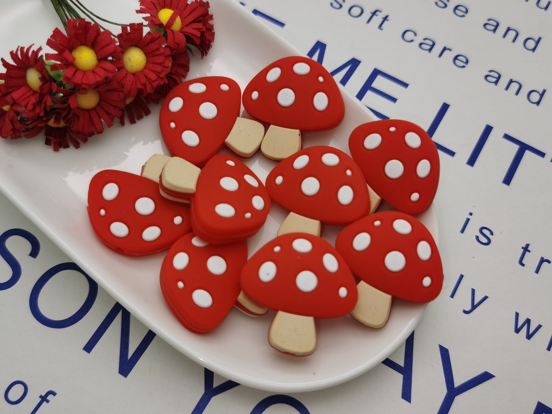 Silicone Bead Mushroom Toadstool Focal Bead for Pen Bracelet Necklace ...