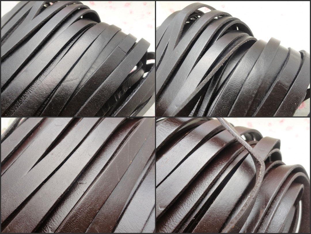 8 Mm Width Flat Genuine Real Leather Lacing Cord , Handmade Jewelry ...