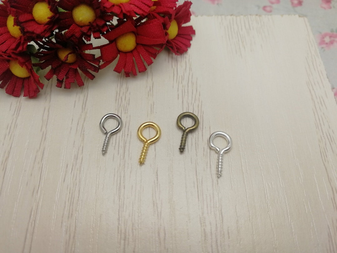100/500 Pieces 13x7mm Screw Eye Hook Pin for Pendant Bottle , Eye Bails ...