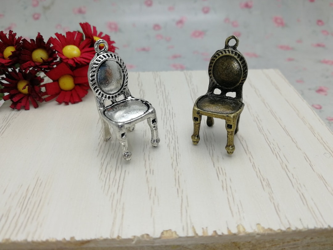 6/20 Pieces Metal Chair Bench Pendant Necklace Earring Keychain Charm ...