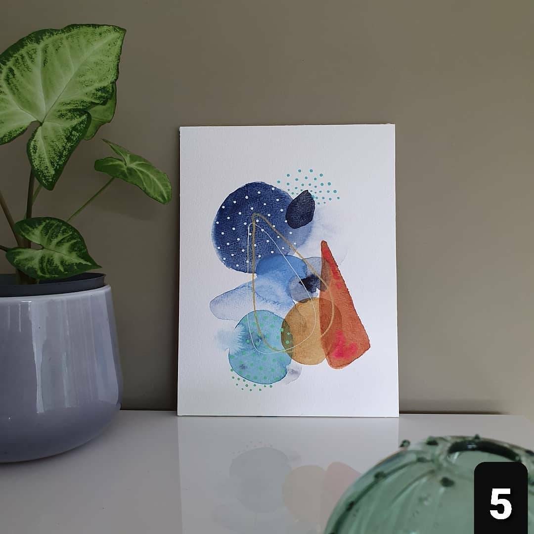 Fluent Abstract Shapes in Beach Colors, Original Handmade Watercolor ...