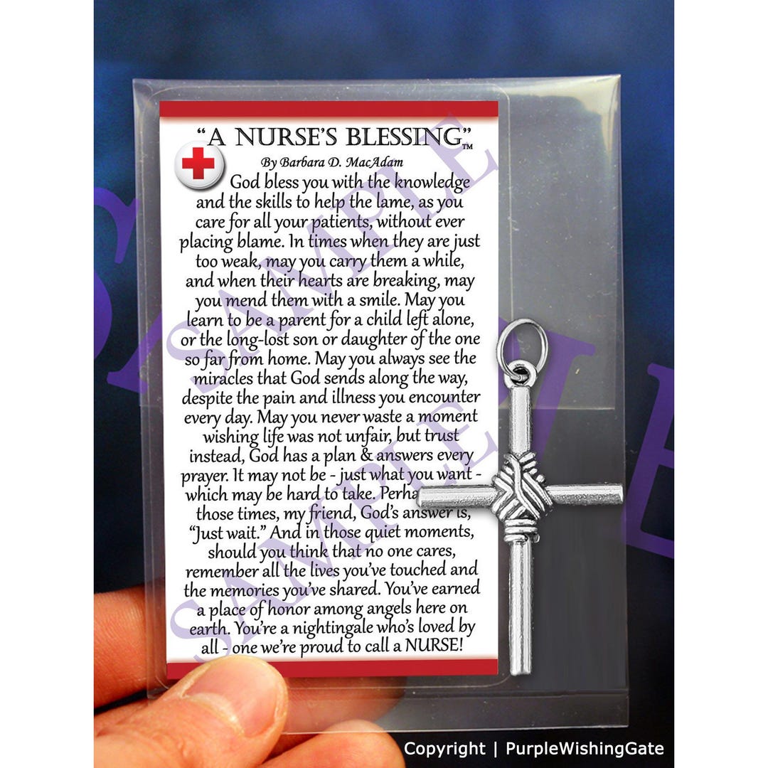 Nurses Pocket Blessing for Men: Silver Cross Pendant With Keepsake Poem ...