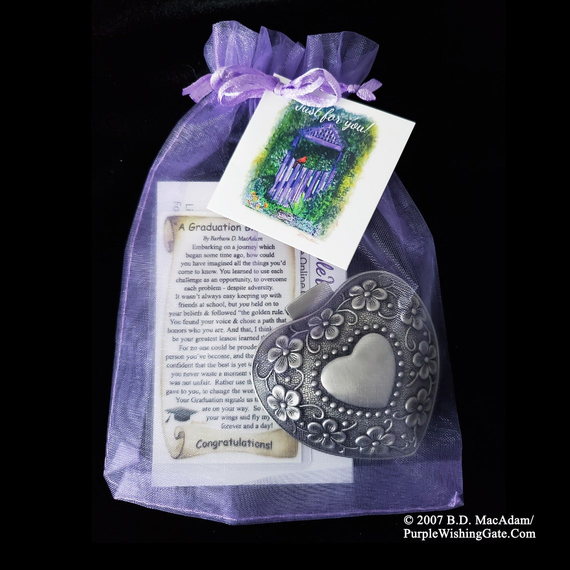 Her Graduation Blessing W/crystal Heart Pendant & Jewelry Box, Choose ...