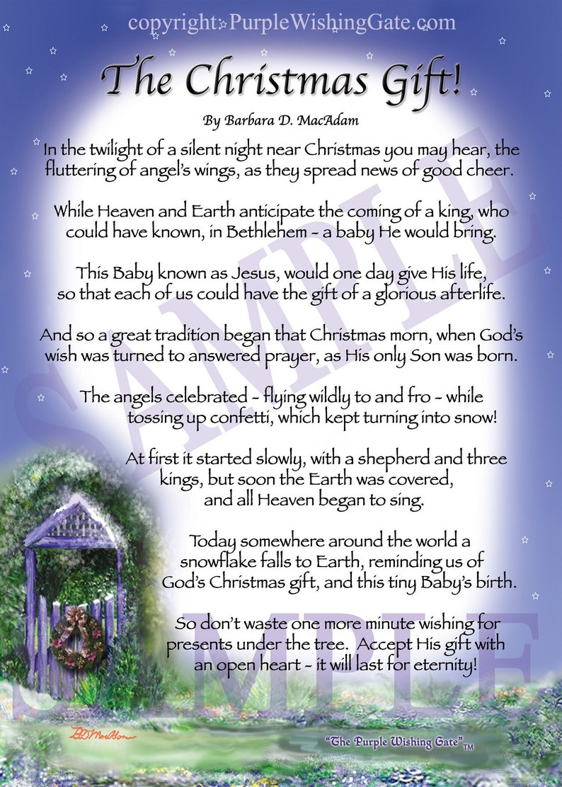 Popular Poem - the Christmas Gift - in Digital Format, 5x7 Frameable ...