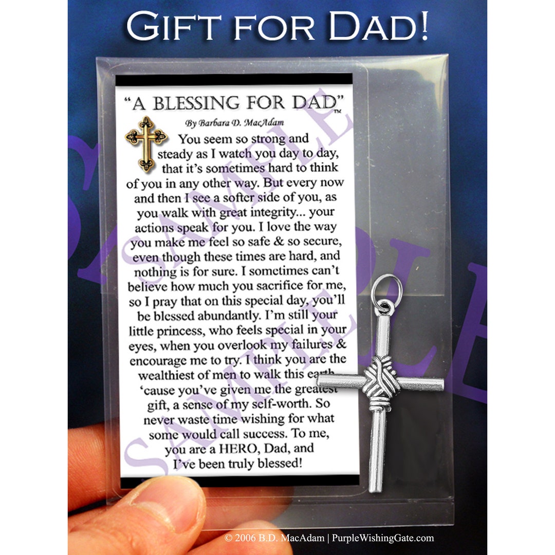 Wallet-size Blessing Card for Dad W/ Silver Rope Cross, Unique Birthday ...