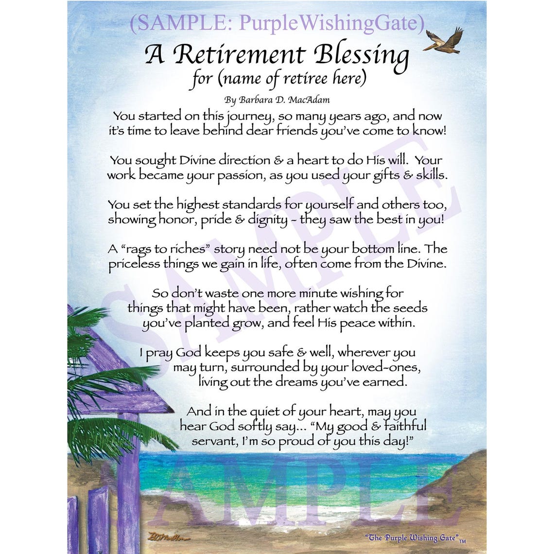 Personalized Retirement Blessing, Frame-able Retirement Poem, 8x10-inch ...