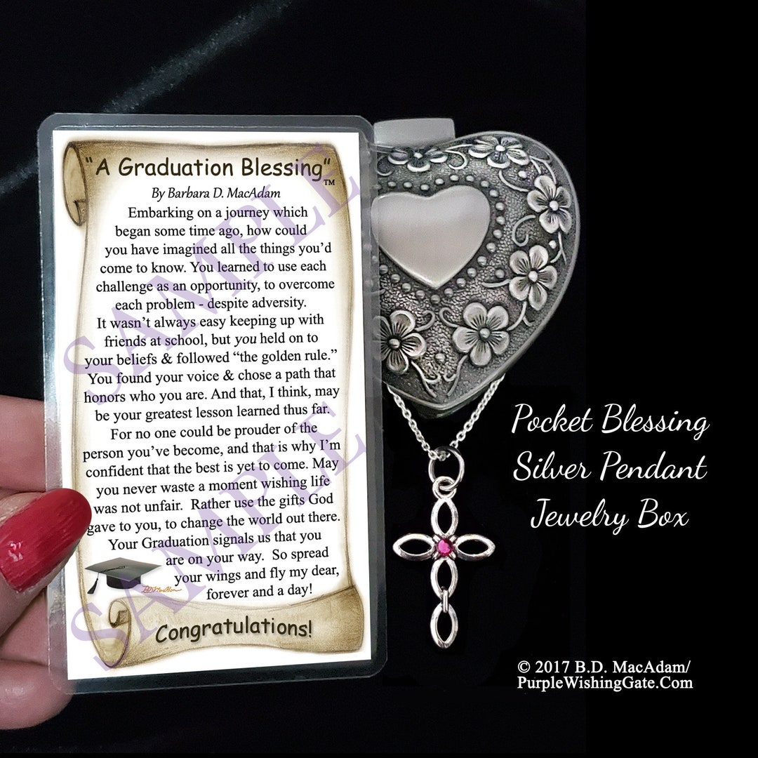 Graduation Blessing & Infinity Cross Charm W/genuine Crystal, Christian ...