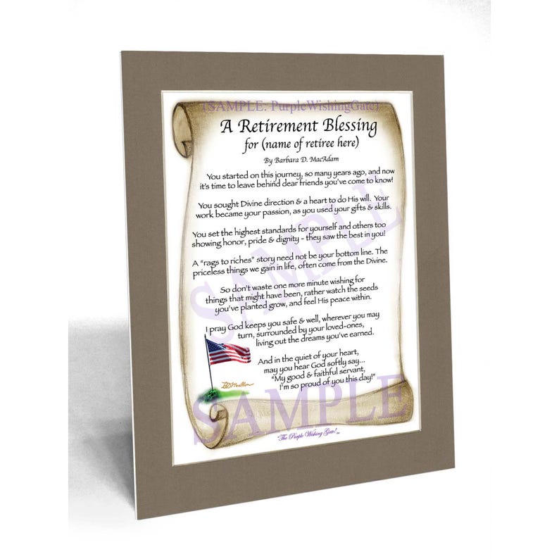 Personalized Retirement Blessing, Frame-able Retirement Poem, 8x10-inch ...