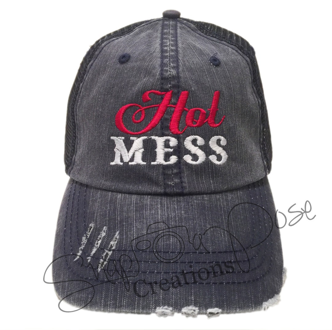 HOT Mess Navy Trucker Hat -- RED - Etsy