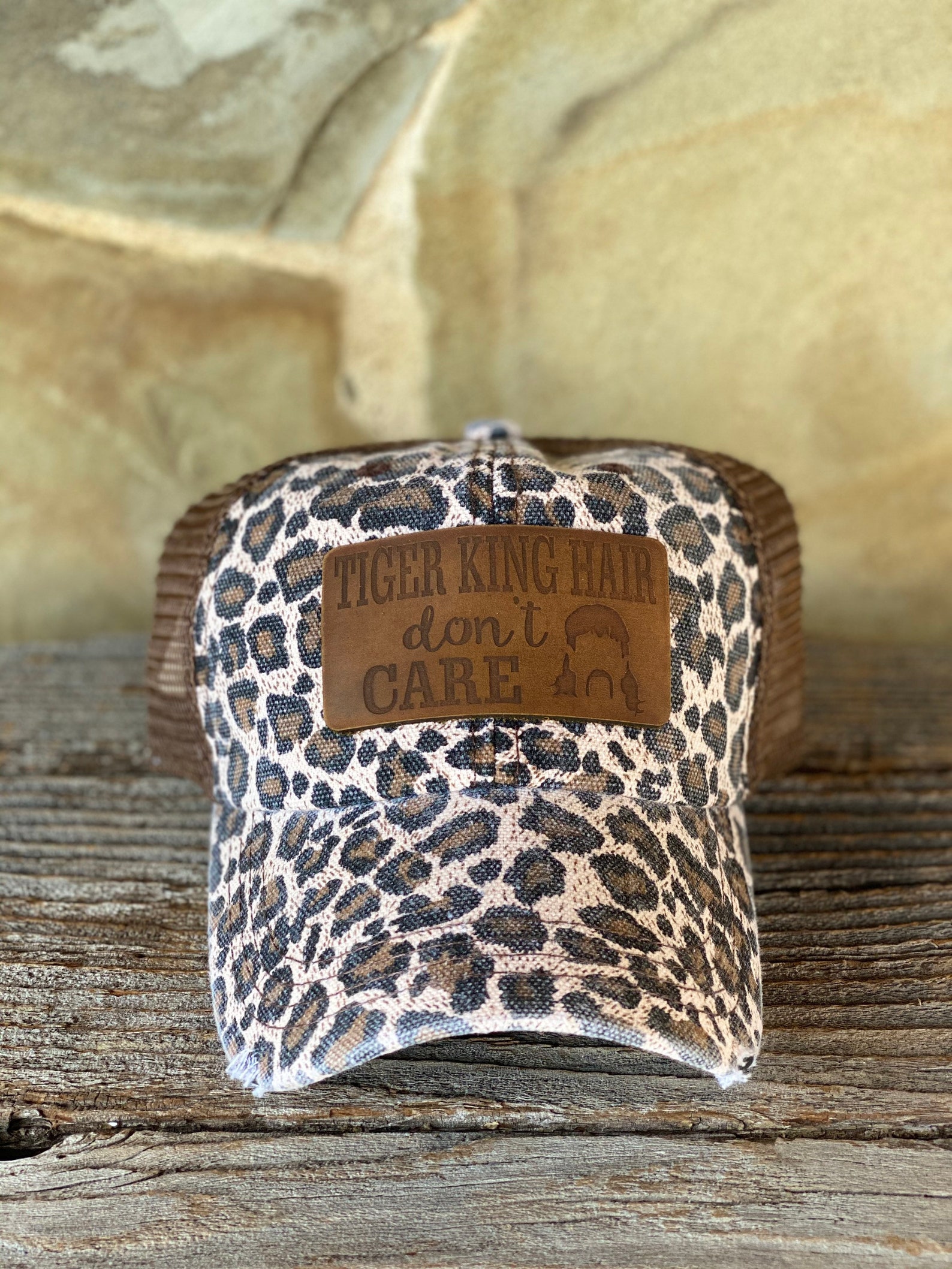 Tiger King Hair Don't Care with Leather Engraved Patch on | Etsy