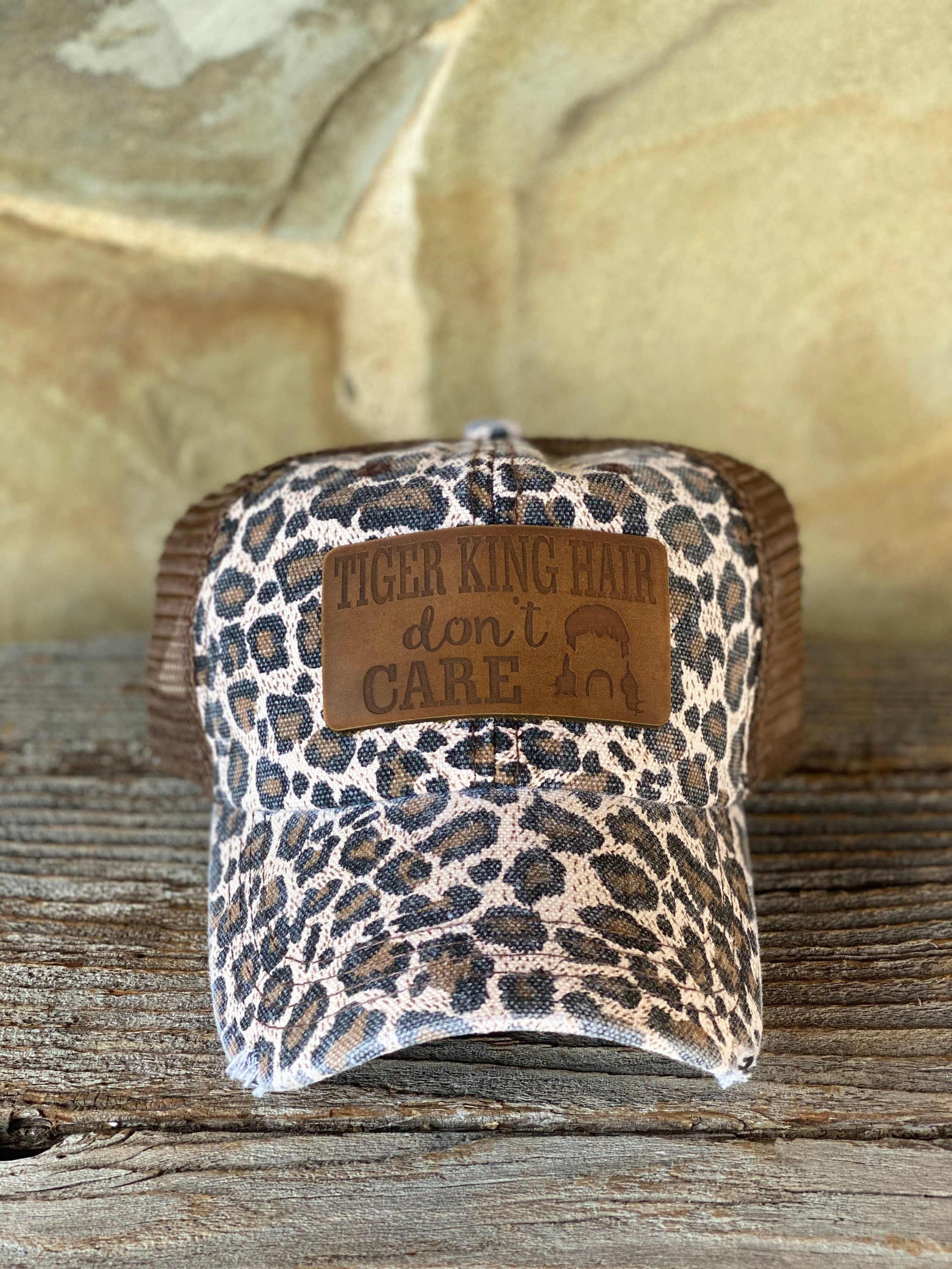 Tiger King Hair Don't Care with Leather Engraved Patch on | Etsy