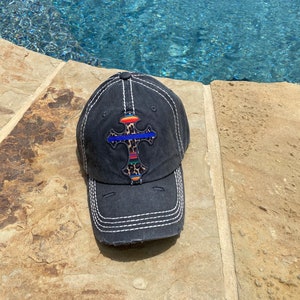 Zarape Cross Stitched Distressed Baseball Hat - Etsy