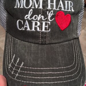 Mom Hair Don't Care Trucker Hat With Red Heart - Etsy
