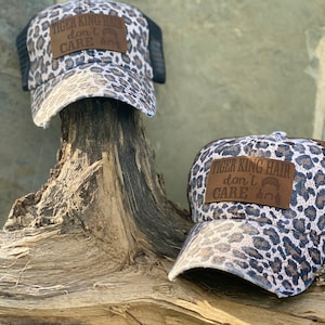 Tiger King Hair Don't Care With Leather Engraved Patch on Leopard Hat ...