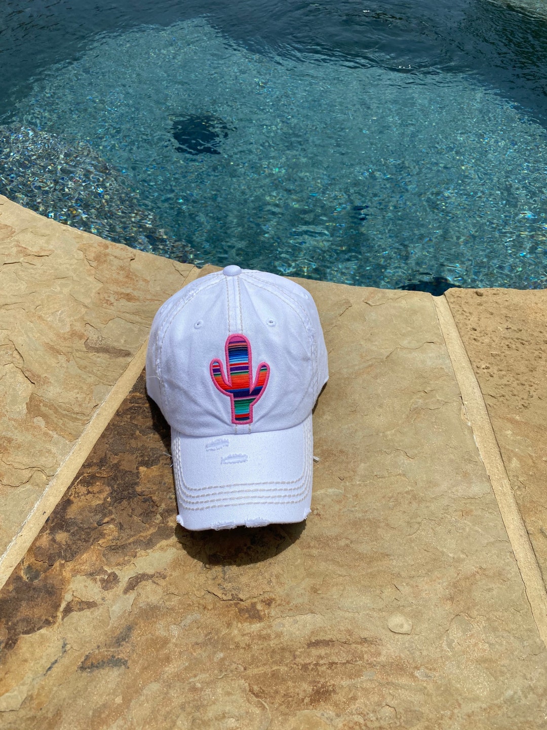 Zarape Distressed Stitched Baseball Hat With Zarape Cactus - Etsy