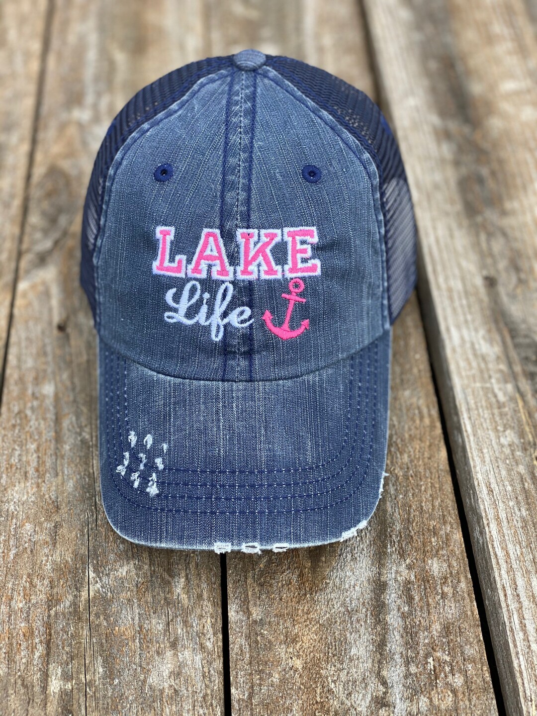 Lake Life on Distressed Trucker Hat - Etsy
