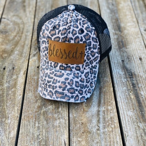 Blessed Leopard Engraved Hat With Cross - Etsy